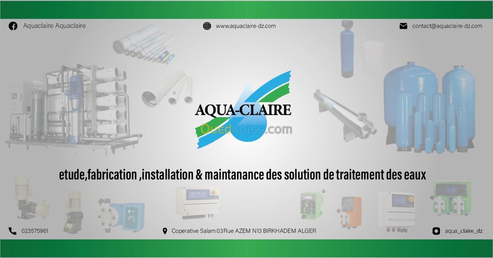 Fabrication, installation et maintenance des équipements de traitement des eaux. - Alger Algérie
