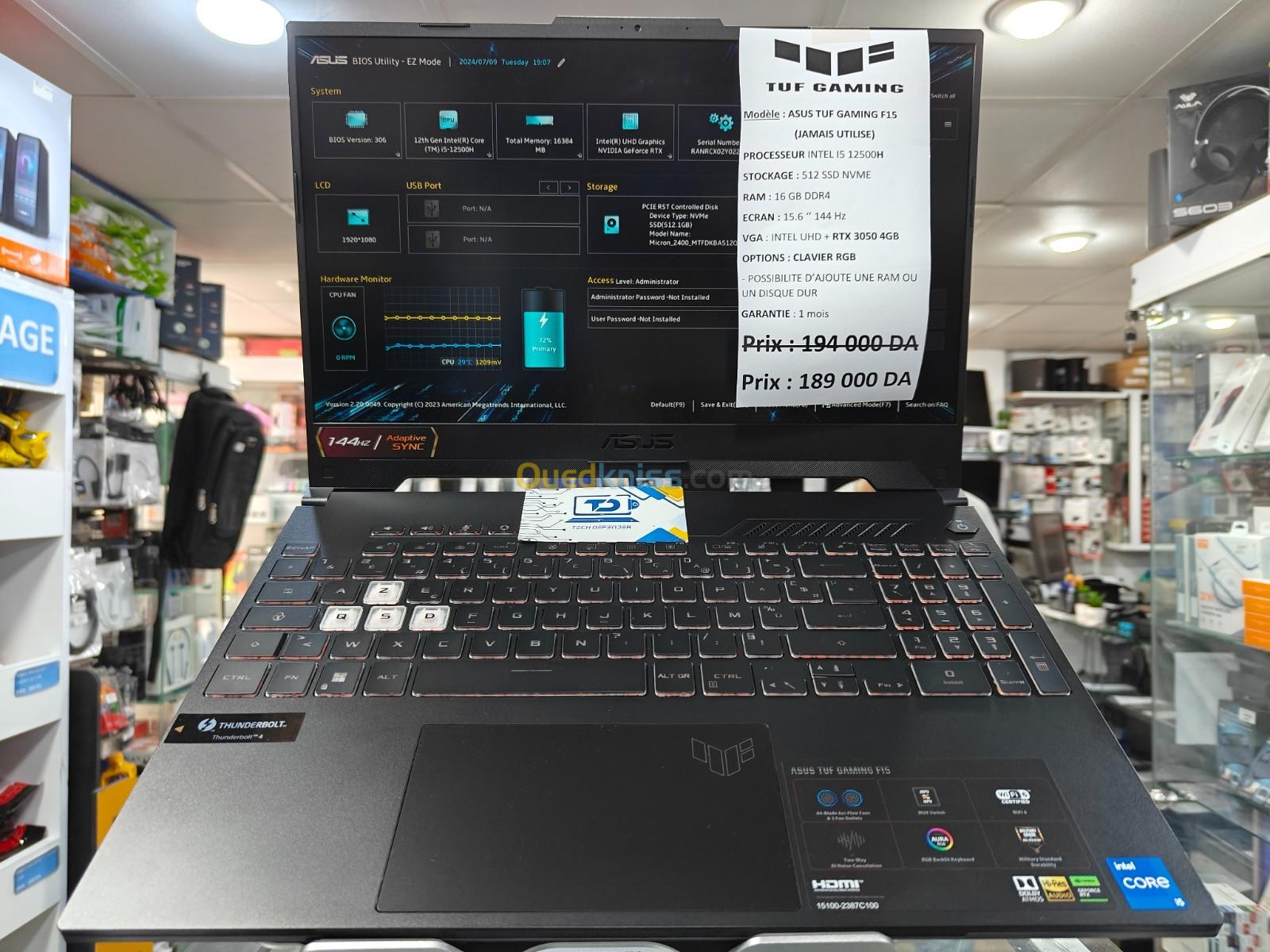 ASUS TUG GAMING F15/ I5 12 EME/ 16-512SSD/ 15.6/ RTX 3050 4GB ...