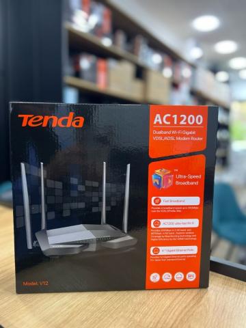 Tenda Modem Router Wifi V12 Wireless AC1200 Bi Bande VDSL ADSL Modem ...