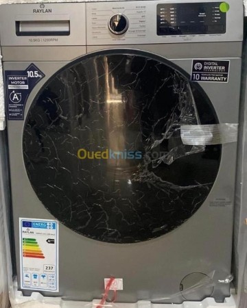 Machine a laver Raylan 10.5 kg Inverter Silver 10 ANS DE GARANTIE Alger ...