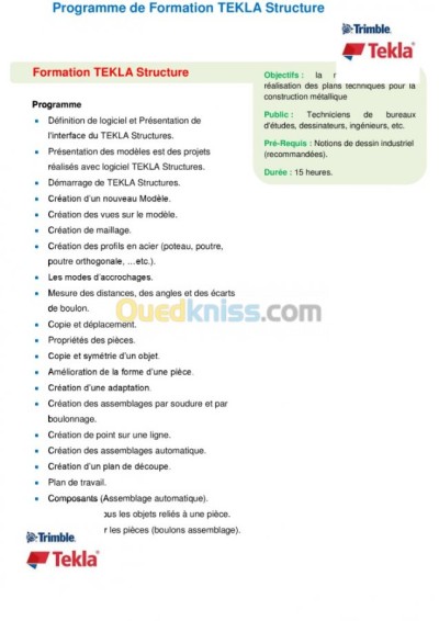 formation tekla structure - Services - Ouedkniss.com - Algérie