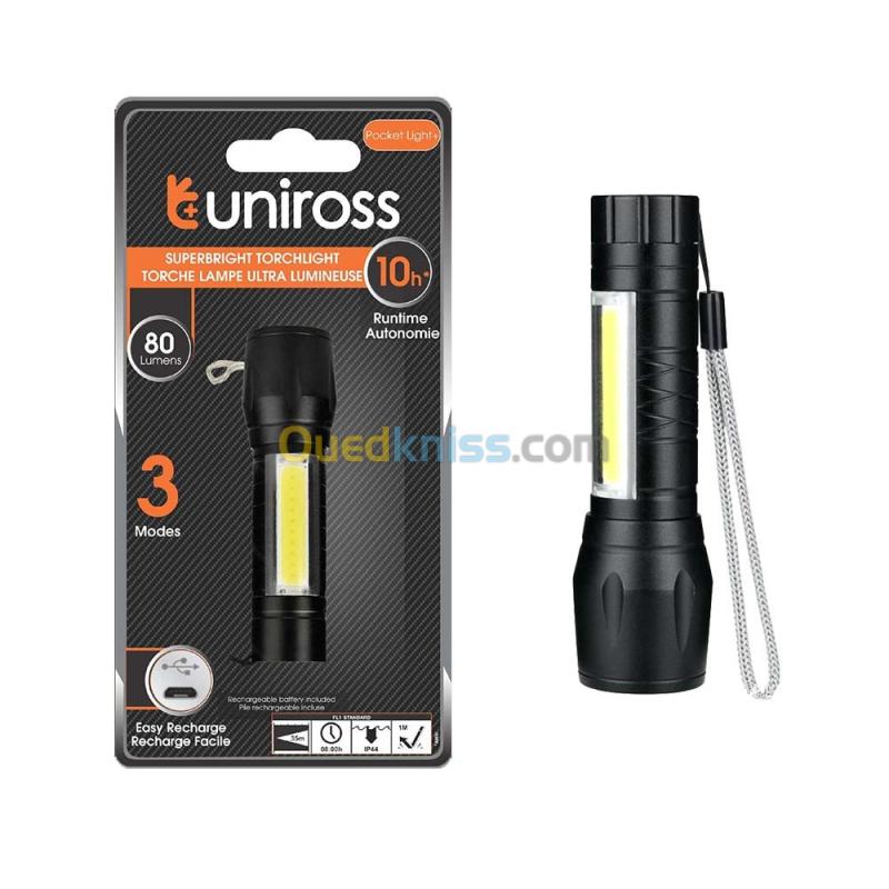 Torche Lampe de poche UNIROSS Pocket light Rechargeable 80 Lumens ...