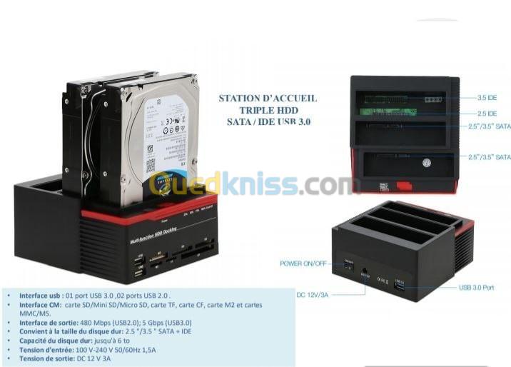 Station D'Accueil Multi-Fonction Docking Dock Station Hdd Ssd Sata Ide Usb 3.0 - الجزائر الجزائر